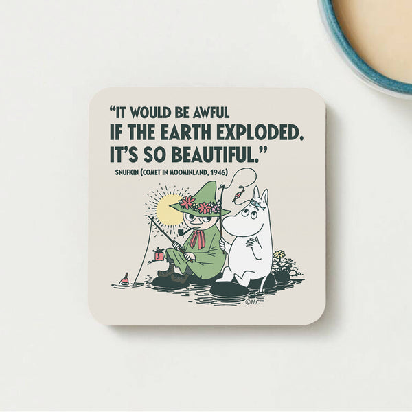 Moomin If The World Exploded Comet In Moomland Snufkin Quote Wooden Single Coaster | Moomin Shop ...