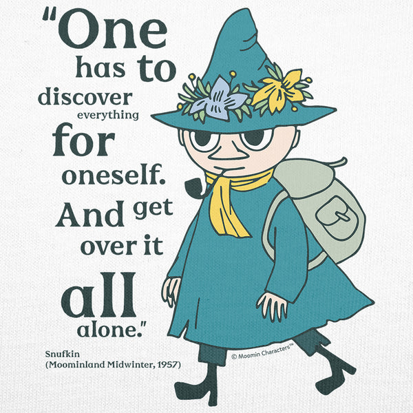 Moomin Discover Moominland Midwinter Snufkin Quote Adult T-Shirt ...