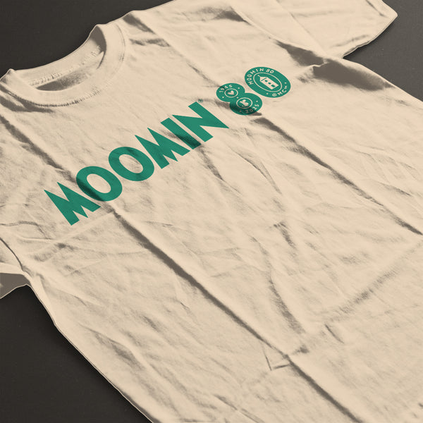 Moomin 80th Anniversary 1945-2025 Text Logo Adult T-Shirt | Moomin Shop ...
