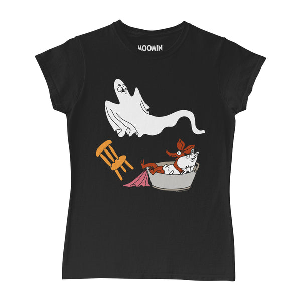 Moomin Moomintroll & Sniff Scared By Spooky Ghost Women's T-Shirt ...