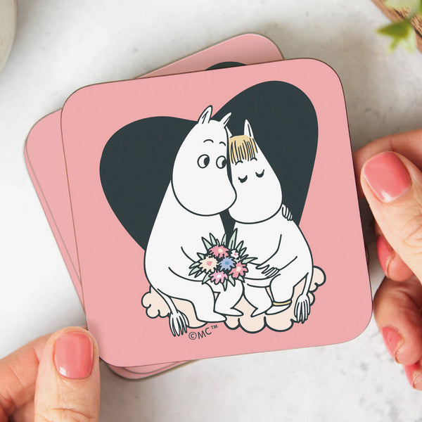 Moomin Snorkmaiden & Moomintroll Love Heart Wooden Single Coaster ...