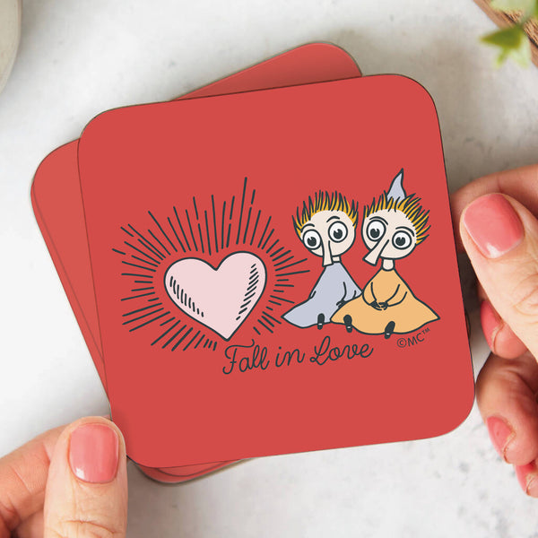 Moomin Thingumy & Bob Fall In Love Heart Wooden Single Coaster | Moomin ...