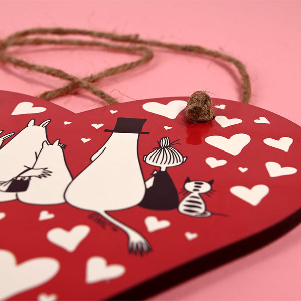 Moomin Hearts Family Love Wooden Hanging Sign Heart Shaped Wooden ...